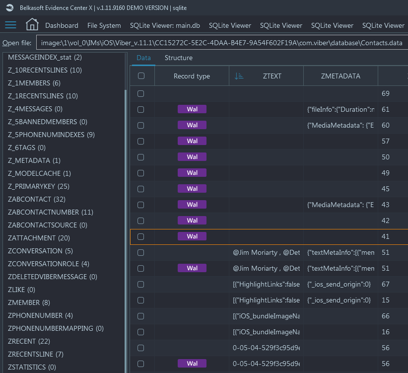 SQLite Forensics with Belkasoft X